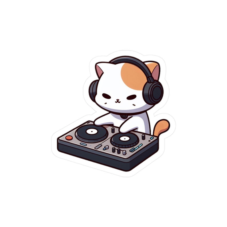 Rave DJ Cat Vinyl Sticker - Etsy