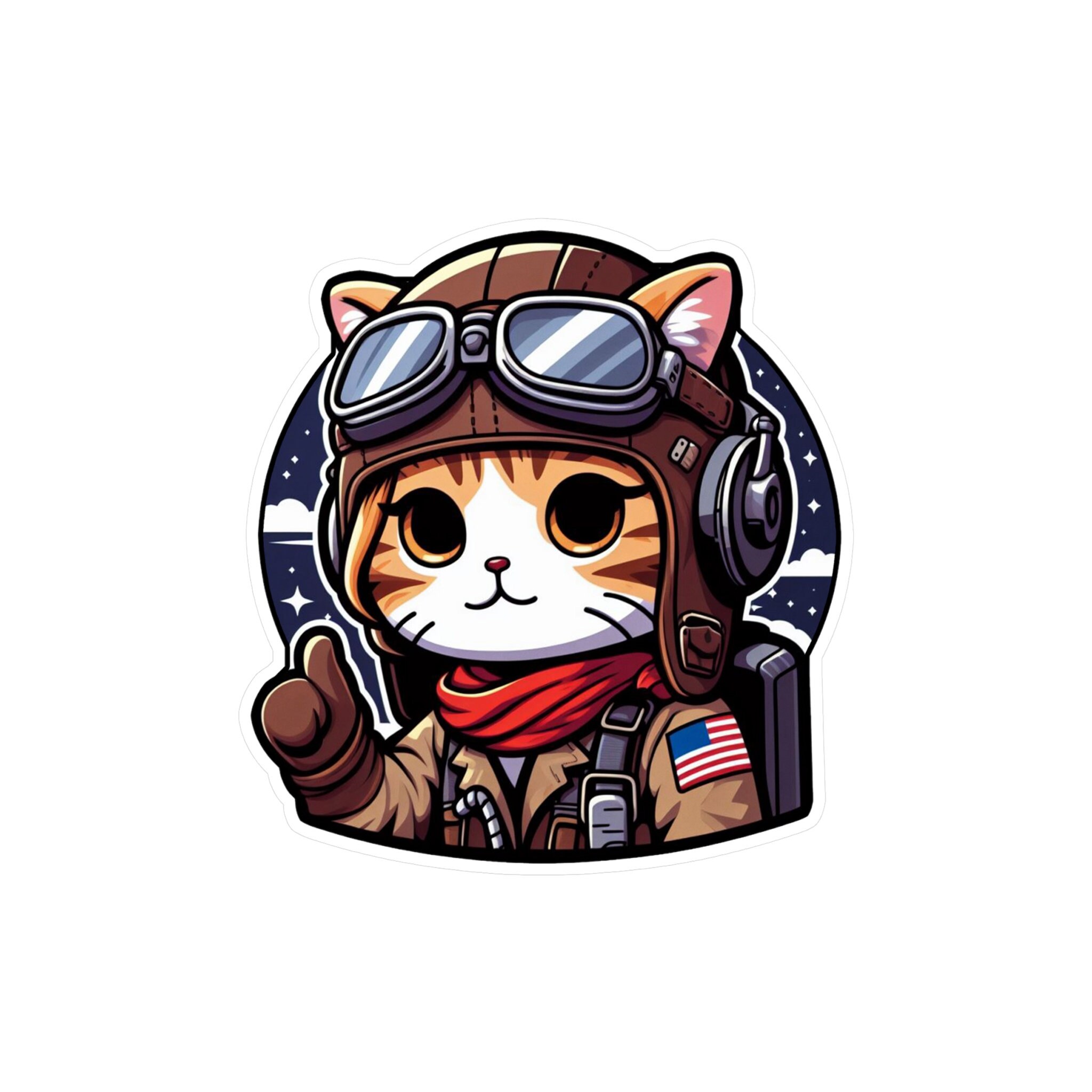 Cute Cat Pilot Vinyl Sticker - Etsy