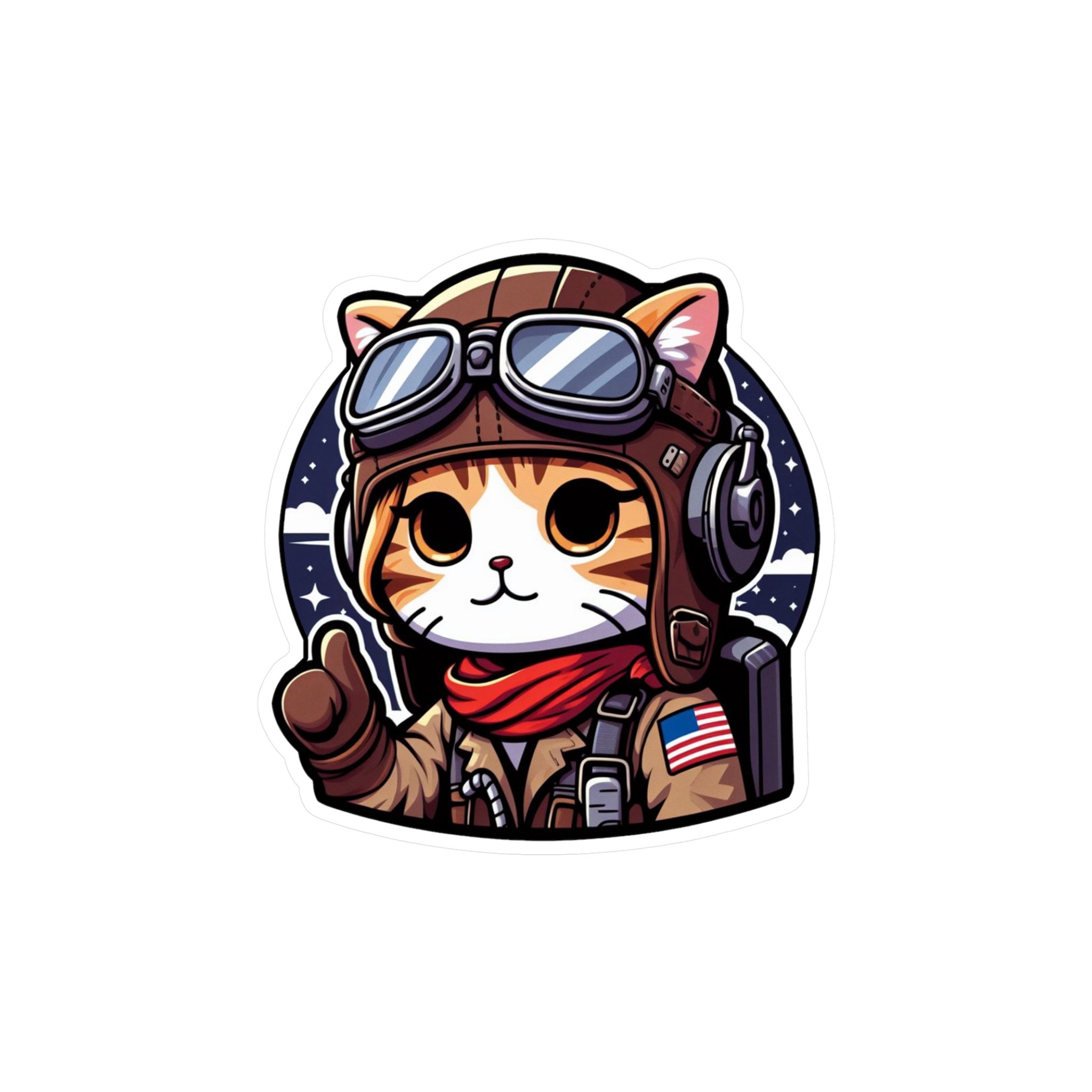 Cute Cat Pilot Vinyl Sticker - Etsy