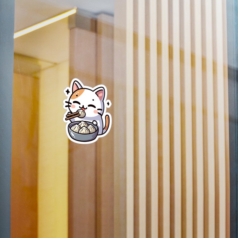 Cat Eating Dumplings Vinyl Sticker - Etsy