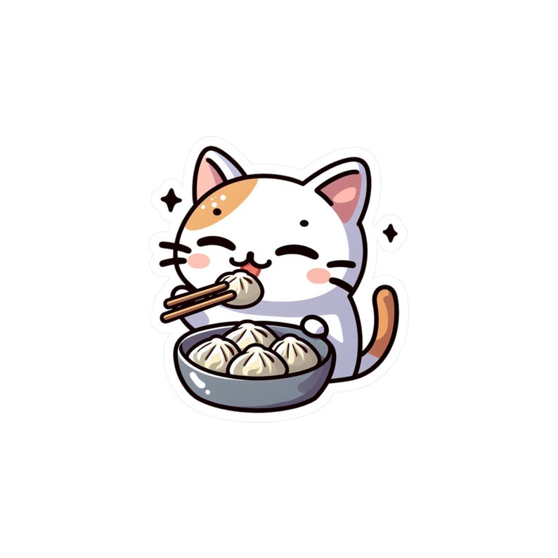 Cat Eating Dumplings Vinyl Sticker - Etsy