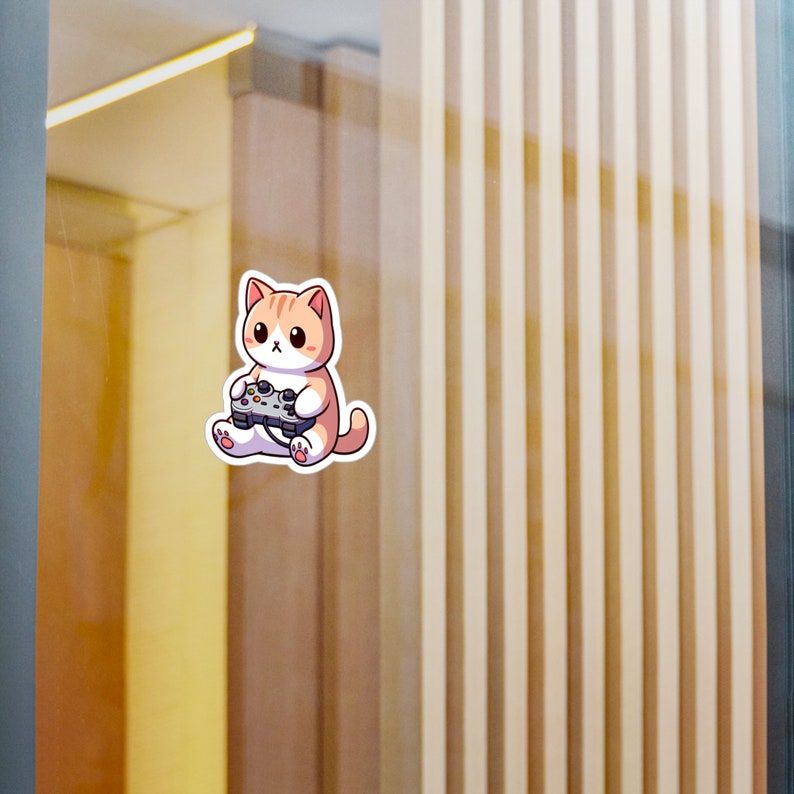 Cat Playing Video Games Vinyl Sticker - Etsy