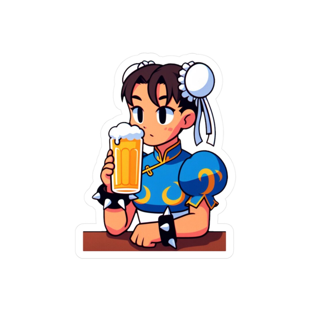Chun-li Street Fighter Drinking a Beer at a Bar Vinyl Sticker - Etsy Canada