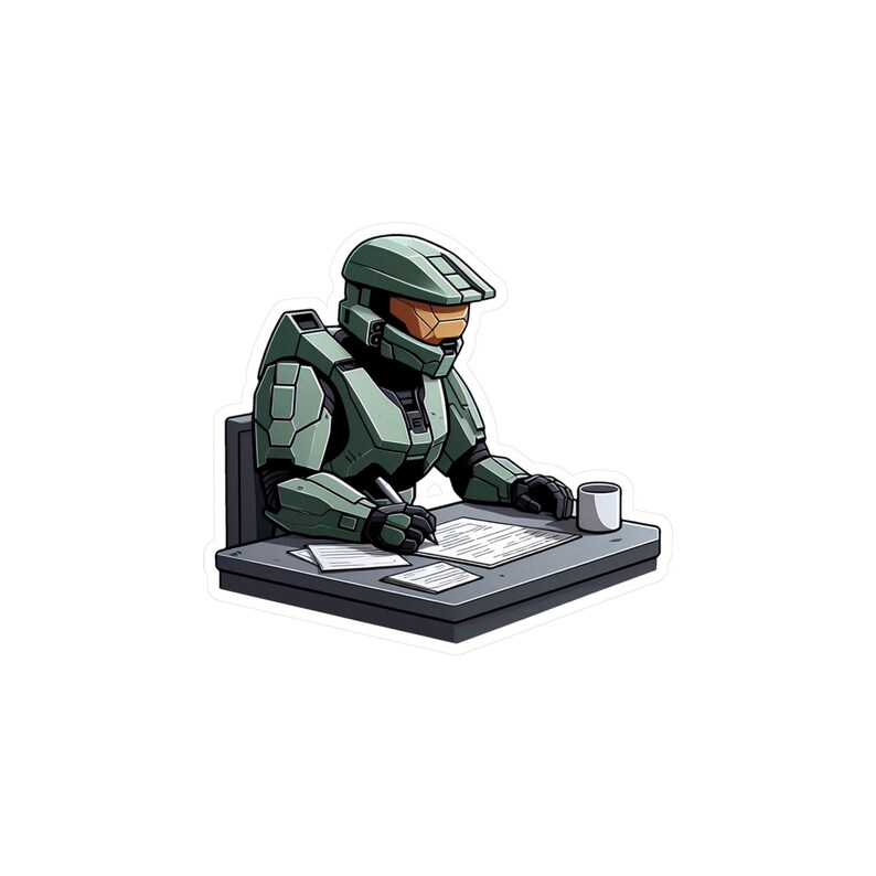 Master Chief Working at a Desk Vinyl Sticker - Etsy