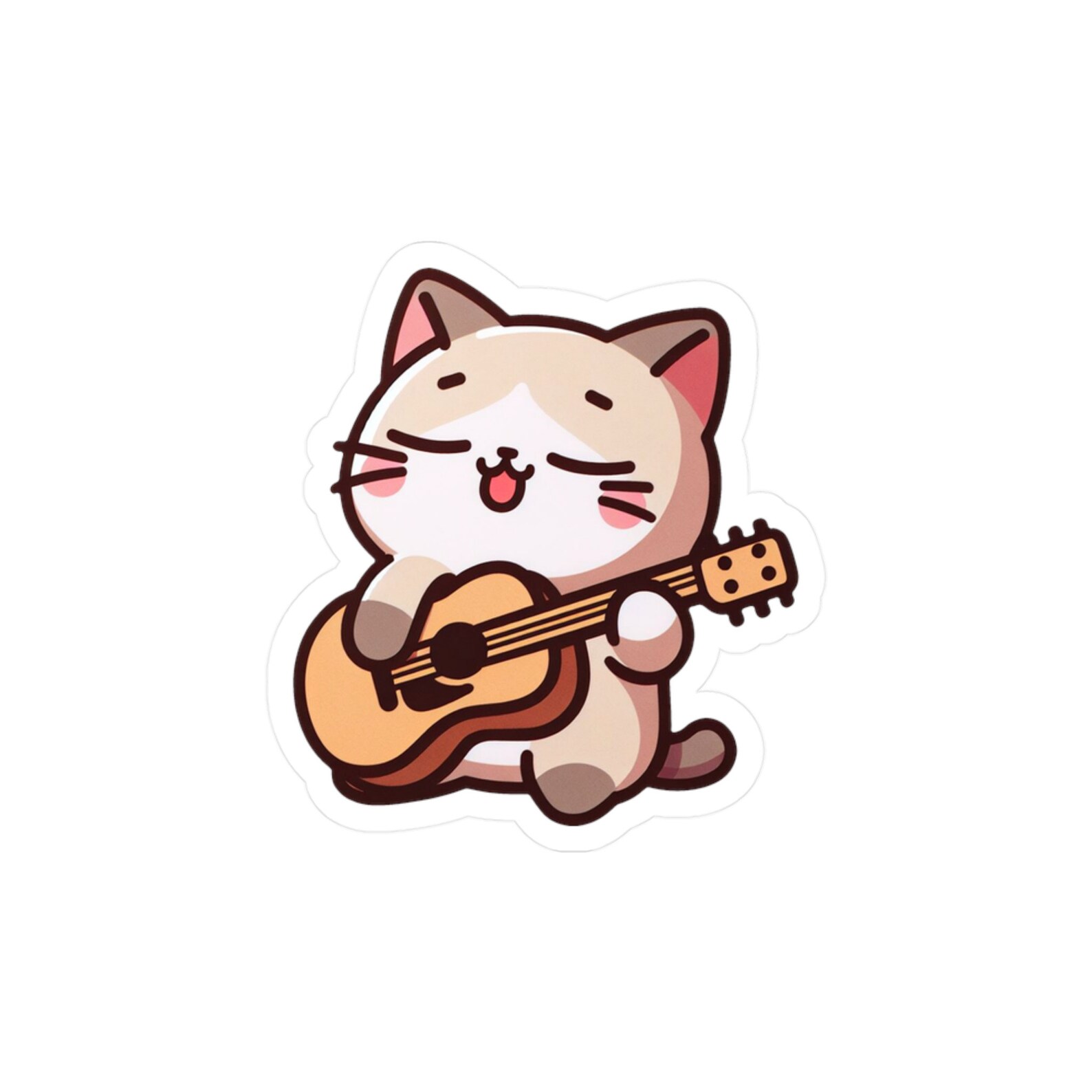 Cute Cat Playing Guitar Vinyl Sticker - Etsy