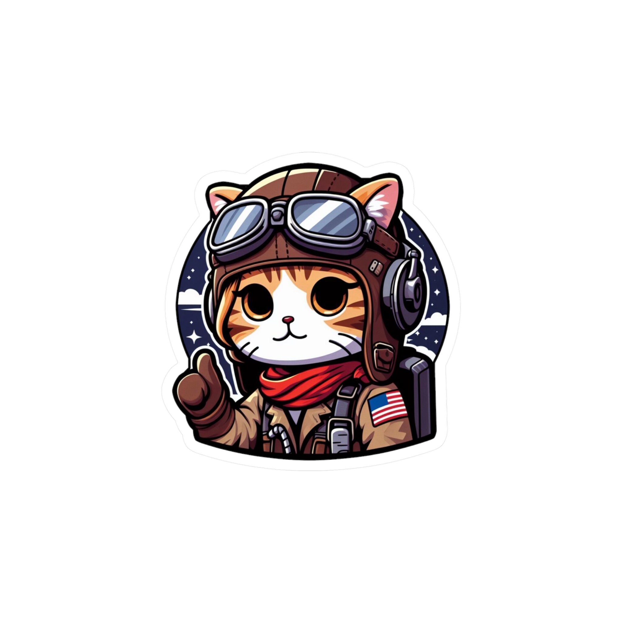 Cute Cat Pilot Vinyl Sticker - Etsy
