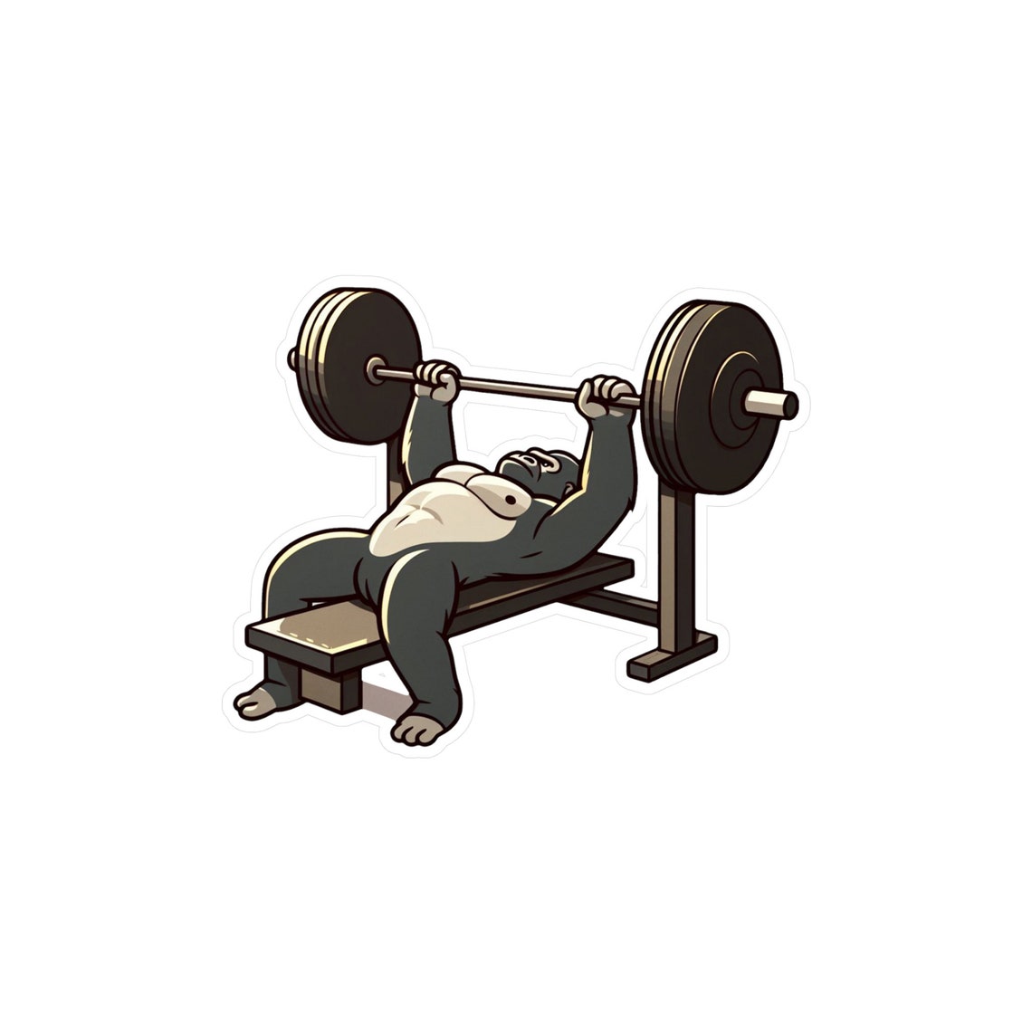 Gorilla Doing Bench Press Vinyl Sticker - Etsy