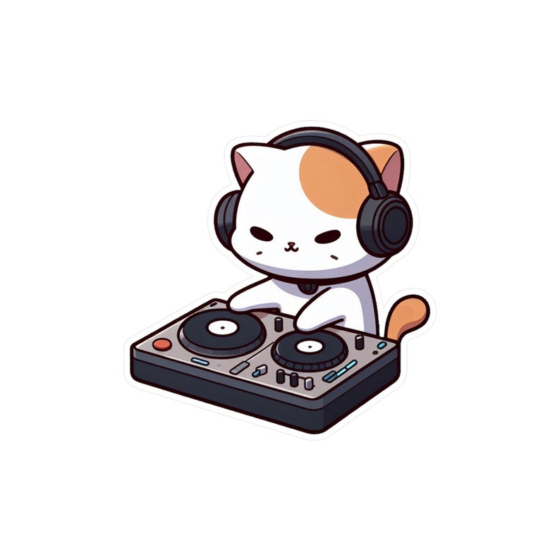 Rave DJ Cat Vinyl Sticker - Etsy