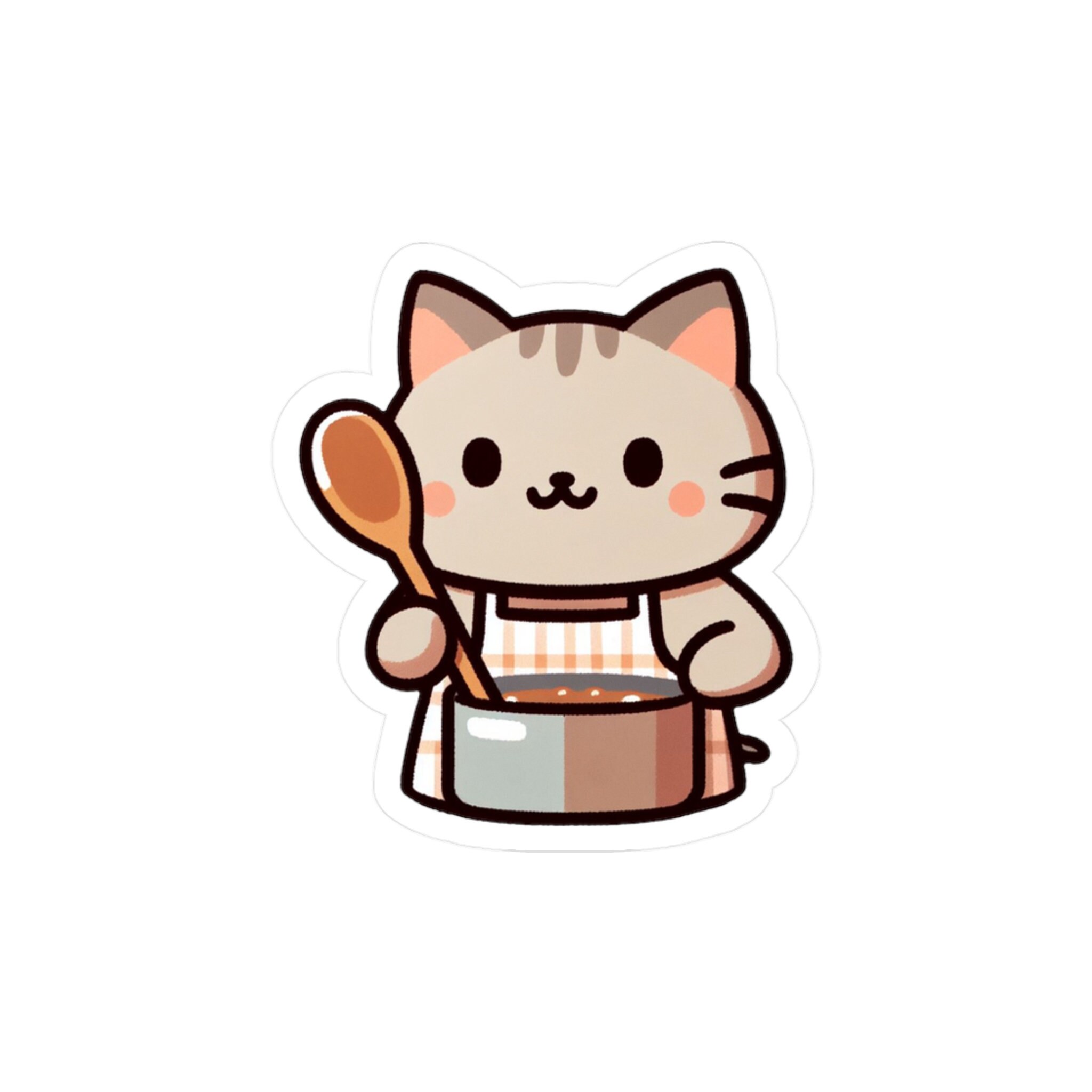 Cute Cat Cooking Vinyl Sticker - Etsy