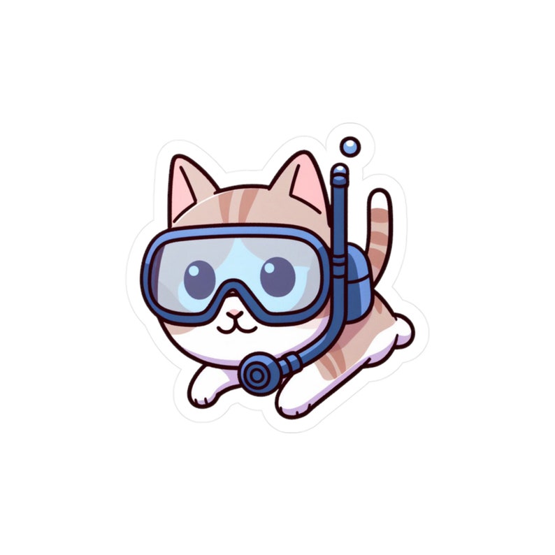 Cat Snorkeling Vinyl Sticker - Etsy