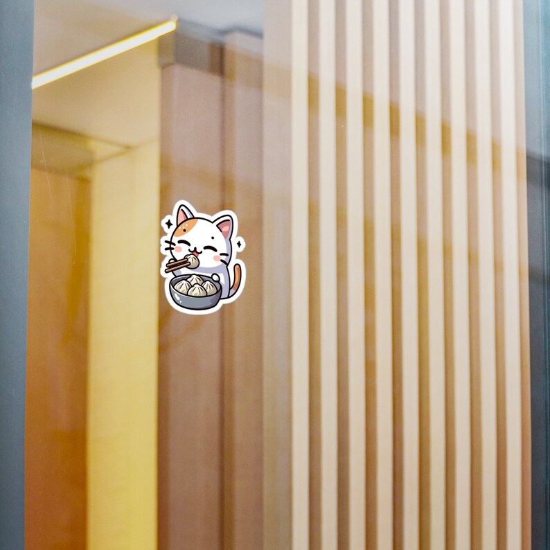 Cat Eating Dumplings Vinyl Sticker - Etsy