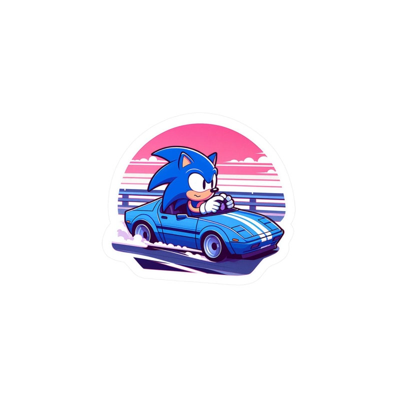 Sonic the Hedgehog Driving a Car Vinyl Sticker - Etsy