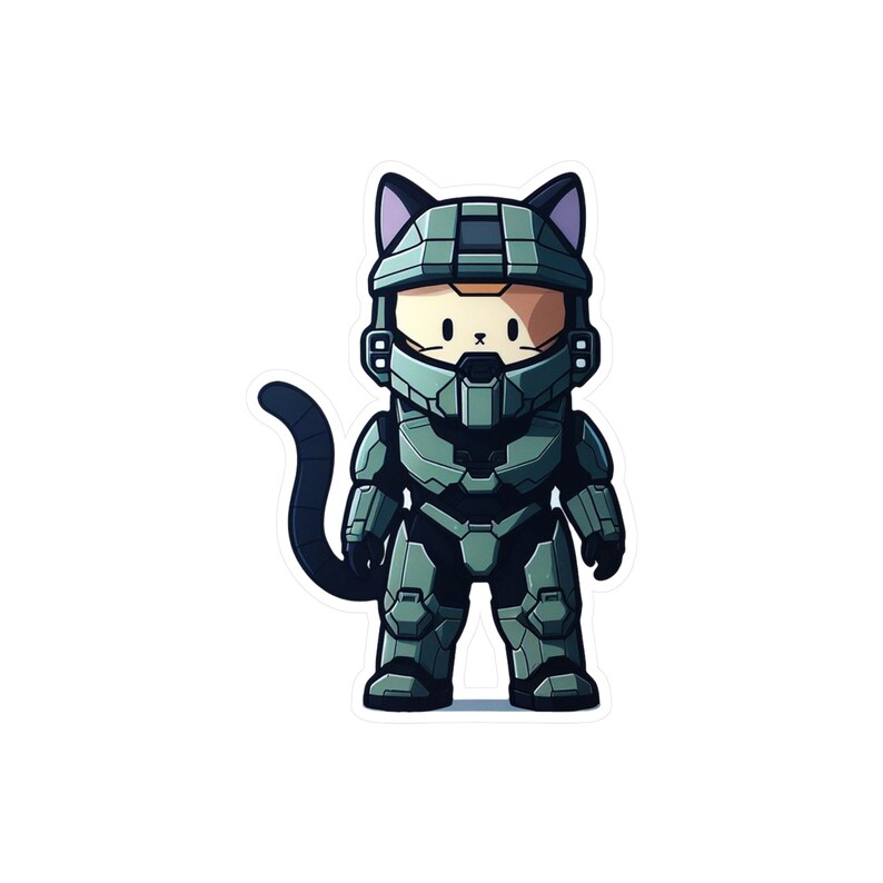 Master Chief Cat Vinyl Sticker - Etsy