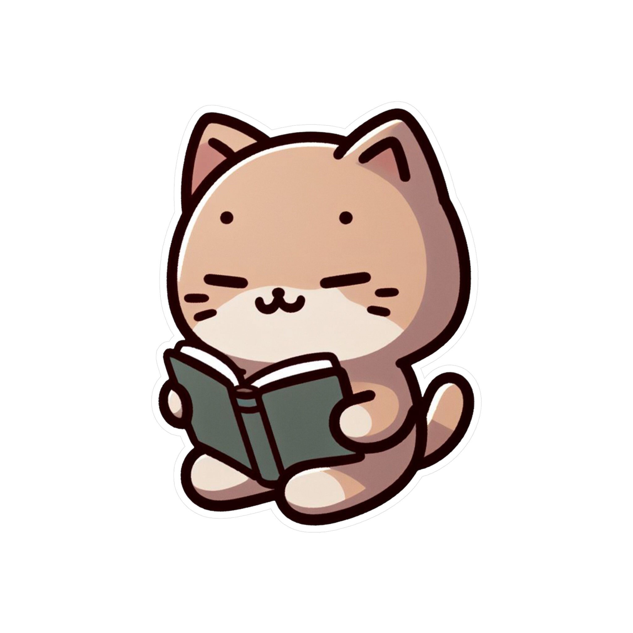 Cat Reading Book Vinyl Sticker - Etsy