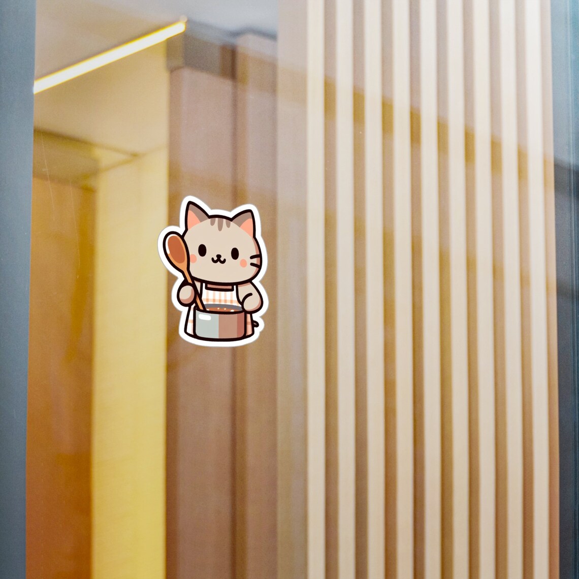 Cute Cat Cooking Vinyl Sticker - Etsy