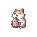 Cute Cat Drinking Boba Vinyl Sticker - Etsy