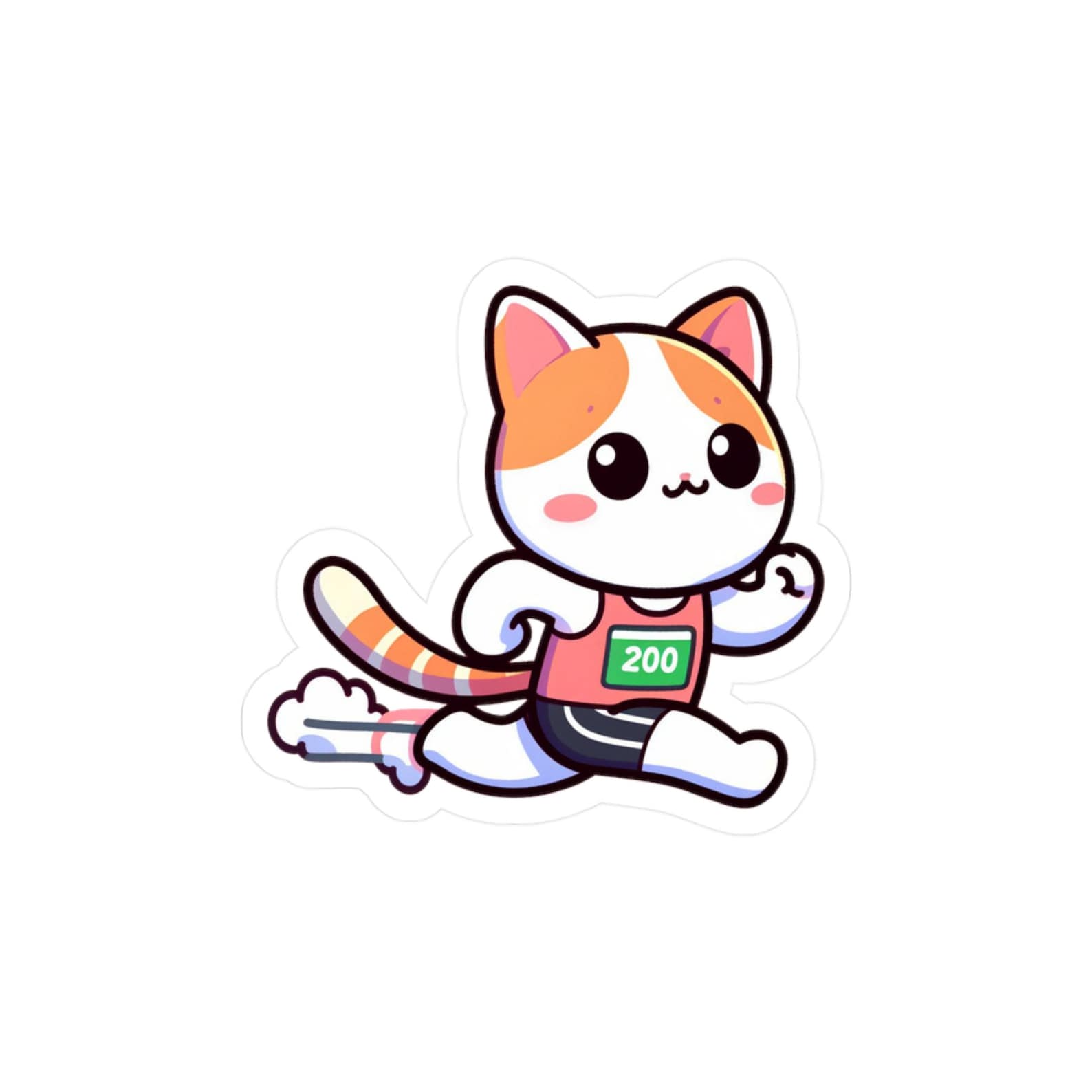 Cat Running Marathon Vinyl Sticker - Etsy