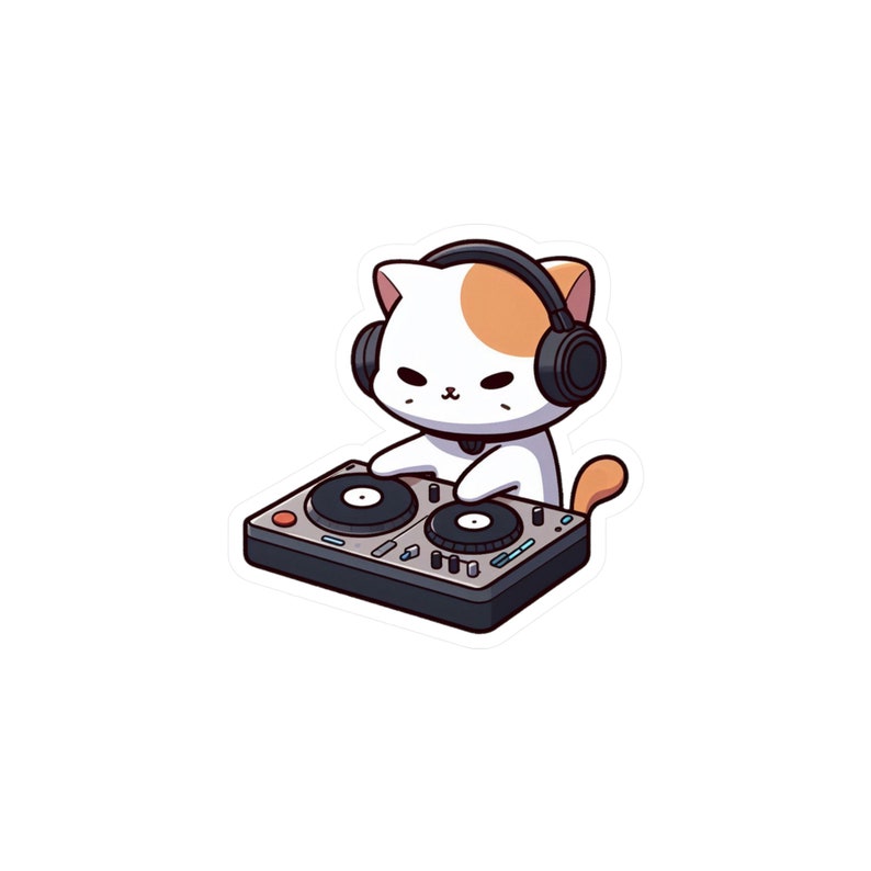 Rave DJ Cat Vinyl Sticker - Etsy