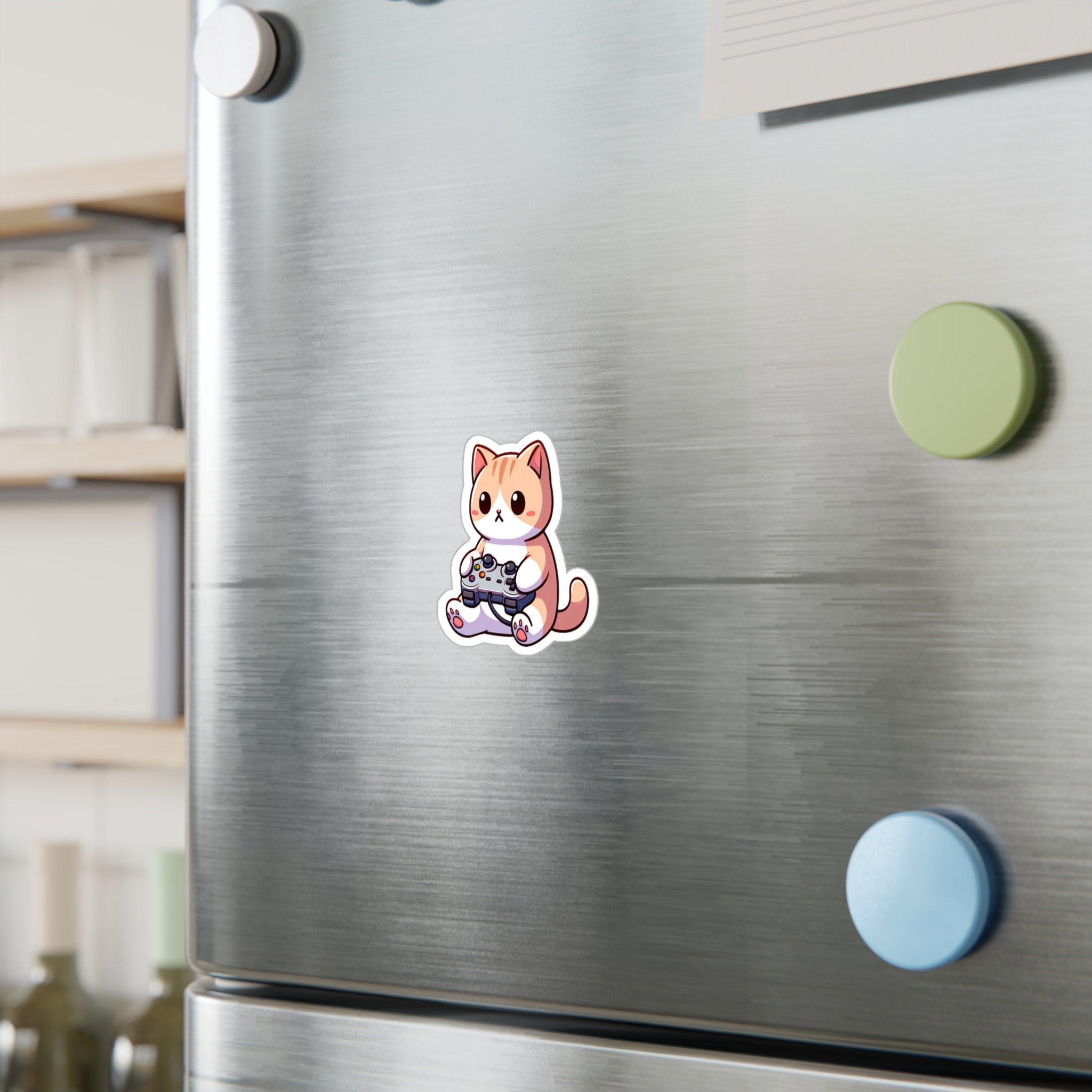 Cat Playing Video Games Vinyl Sticker - Etsy