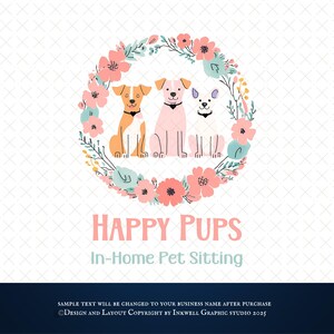 Pastel Floral Kennel Puppy Dog Logo, Pet Grooming Doggy Daycare Logo ...