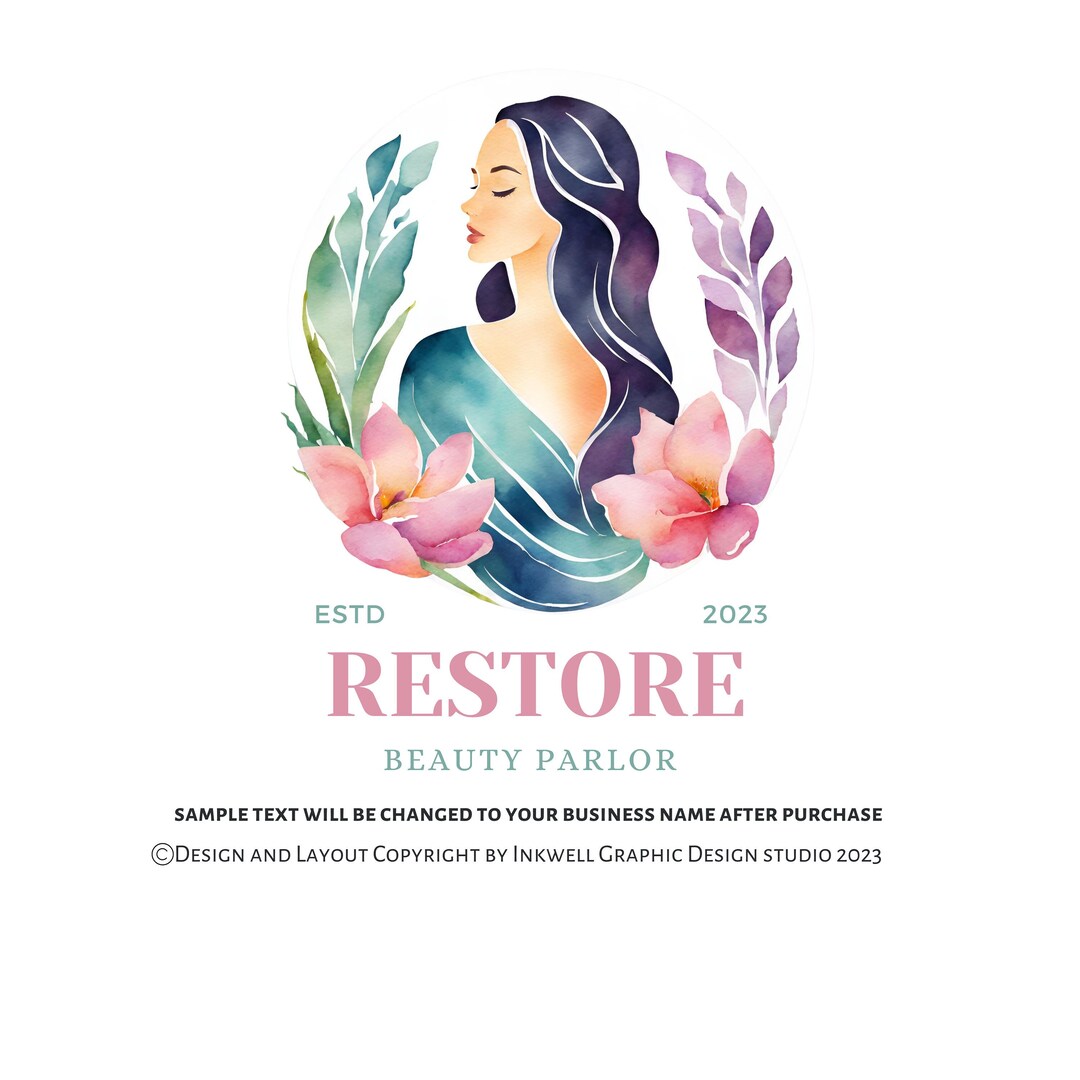 Beauty Parlor Logo Watercolor Spa Logo Boho Spa Logo Boho - Etsy