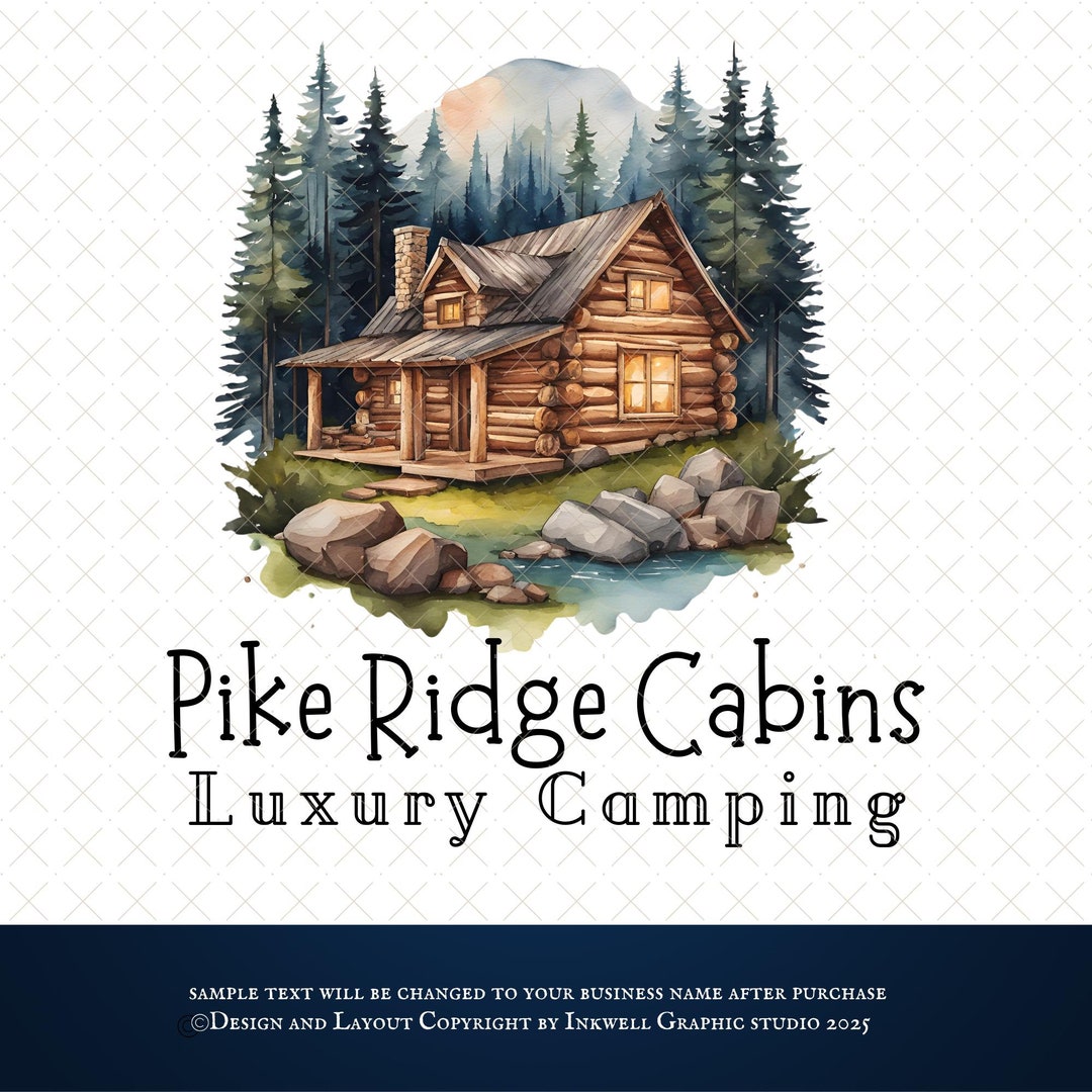 Cabin Rental Logo, Lodge Logo, Log Cabin Logo, Premade Customizable ...