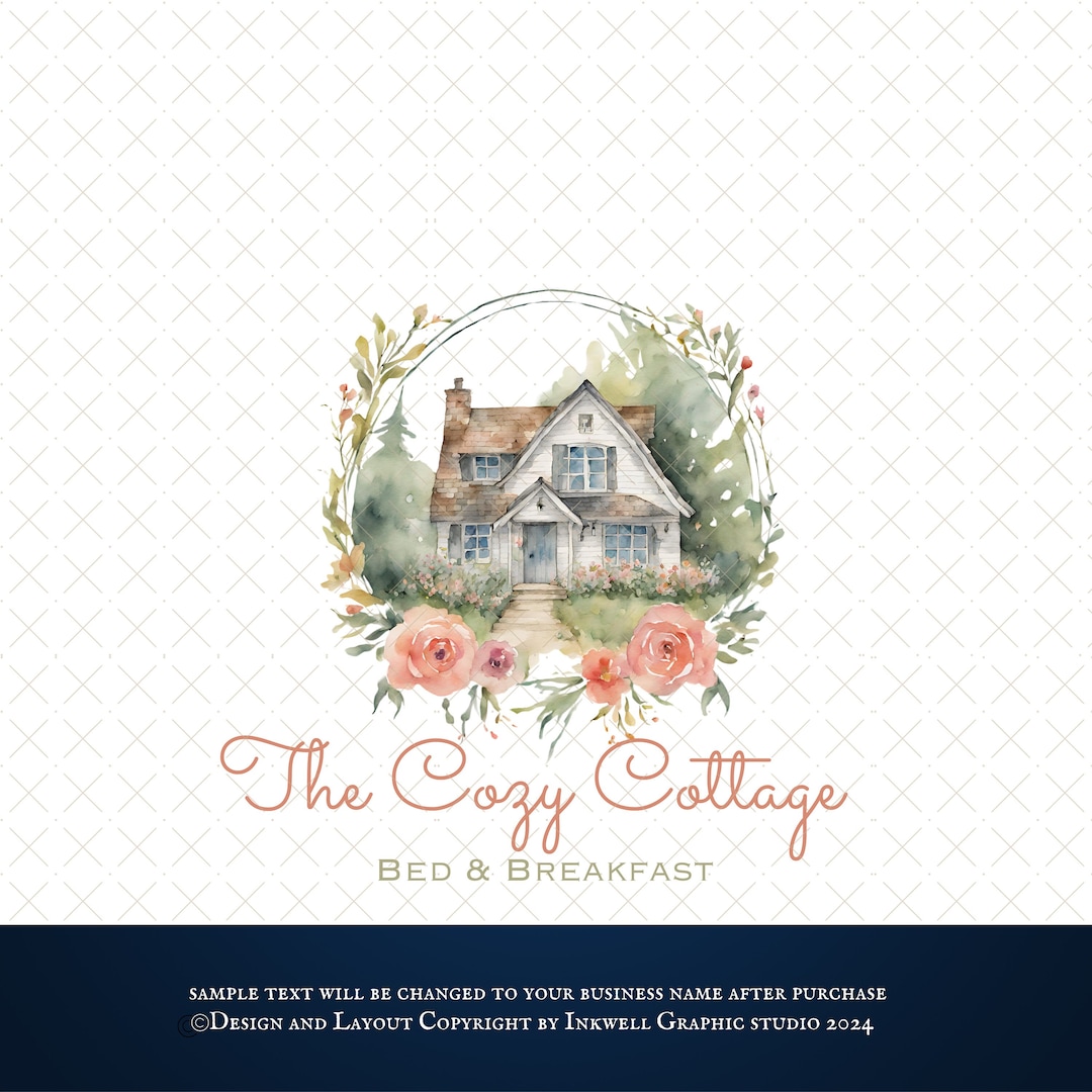 Cottage Logo, Bed and Breakfast Logo, Floral Logo, Farmhouse Logo, Air ...