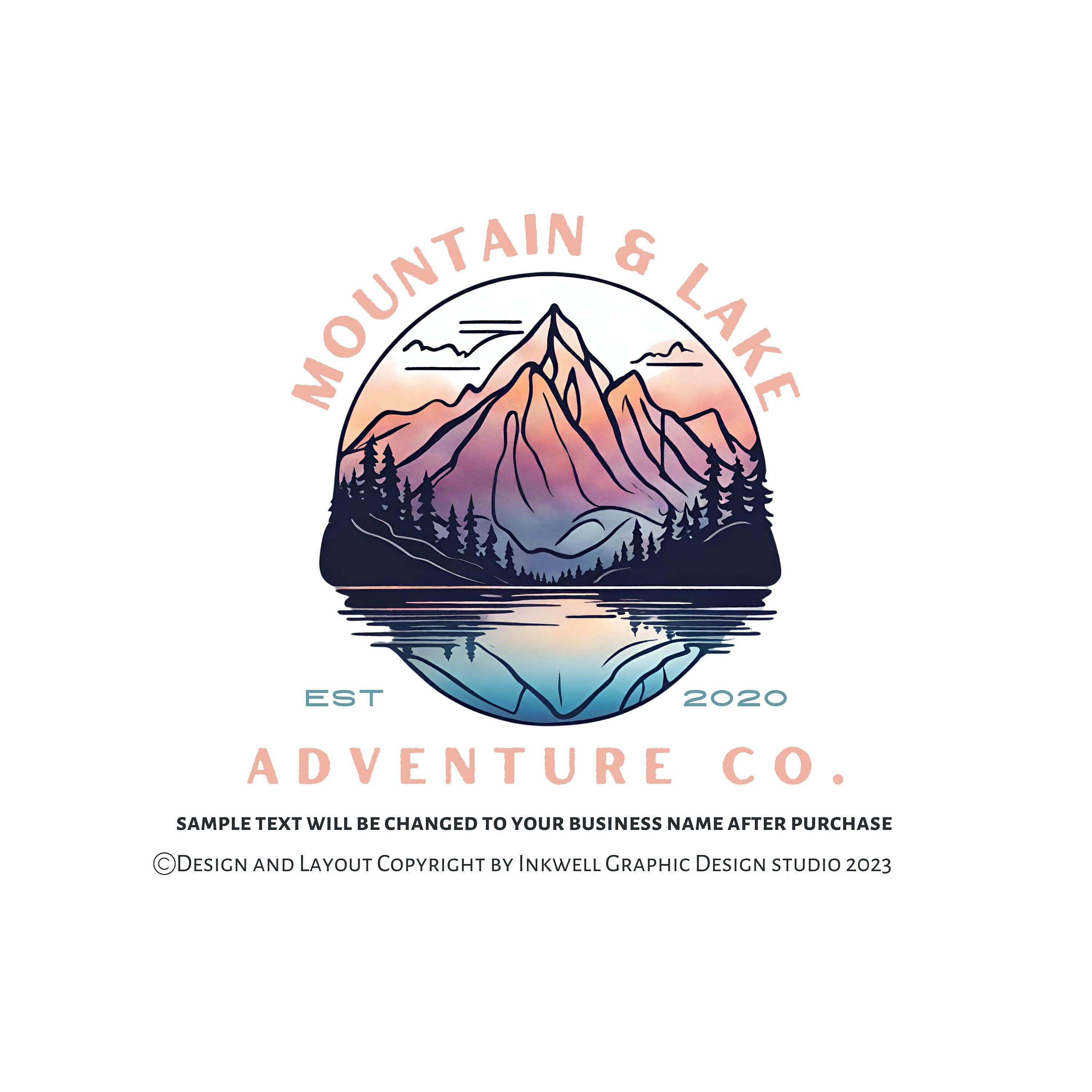 Lake Logo Sunset Mountain Logo Backpacking Logo Sporting - Etsy