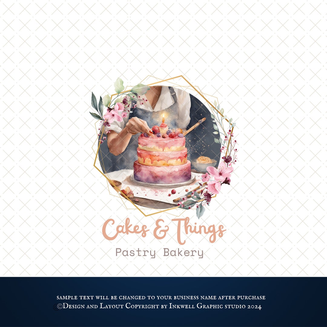 Premade Watercolor Bakery Logo | Boho Bakery Logo - Etsy