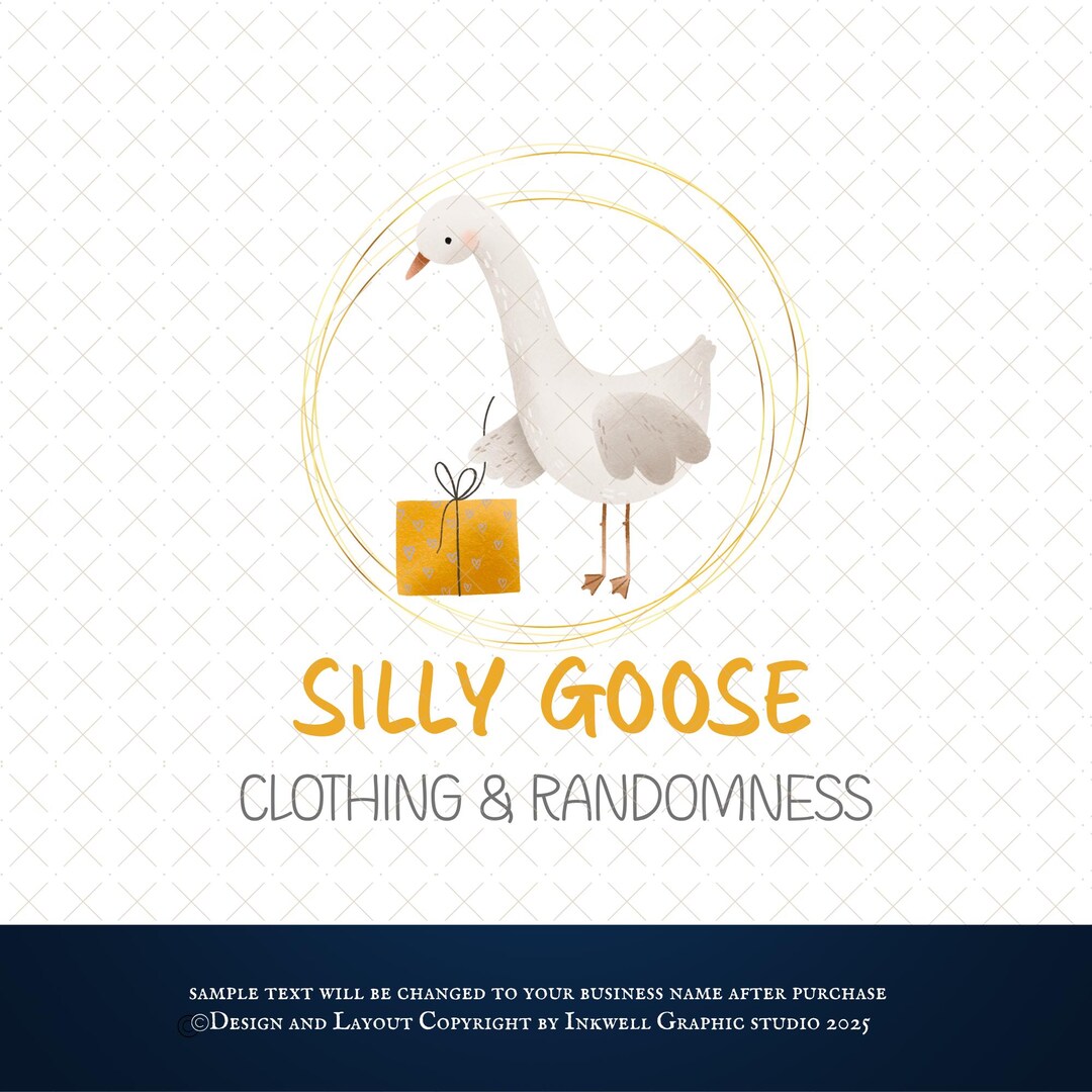 Watercolor Goose Logo, Gold Branding, E-commerce Design, Cute ...