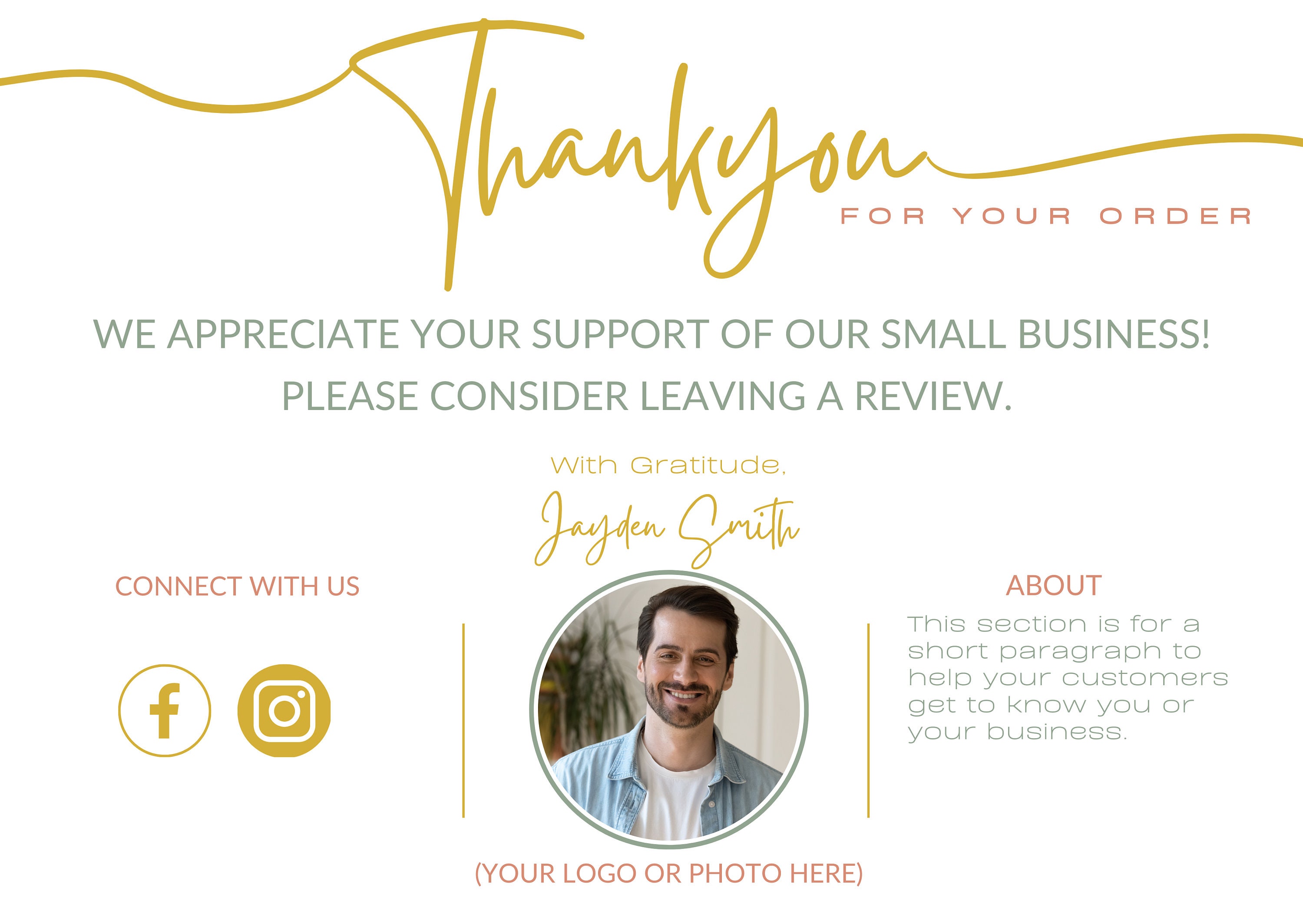 Printable Thank-you Order Cards for E-commerce Shop - Etsy