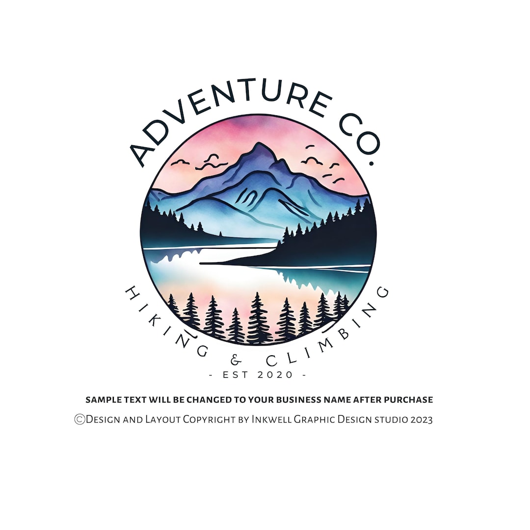 Hiking Logo Adventure Company Watercolor Logo Trekking Logo - Etsy