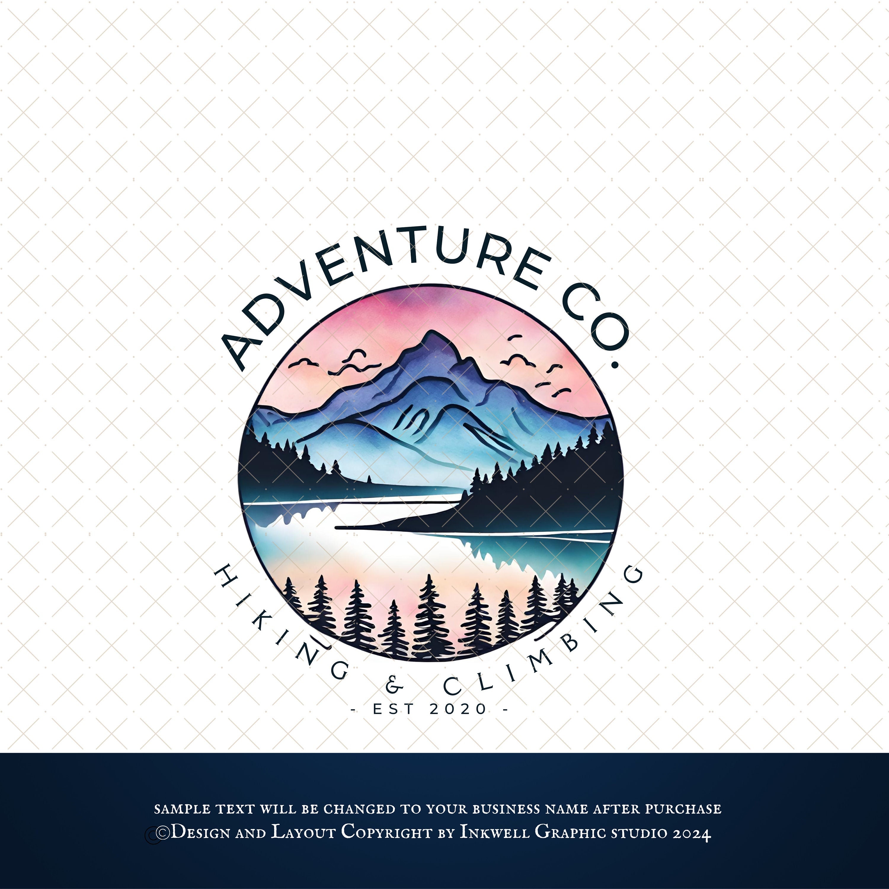 Hiking Logo, Adventure Company Watercolor Logo, Trekking Logo, Guiding ...