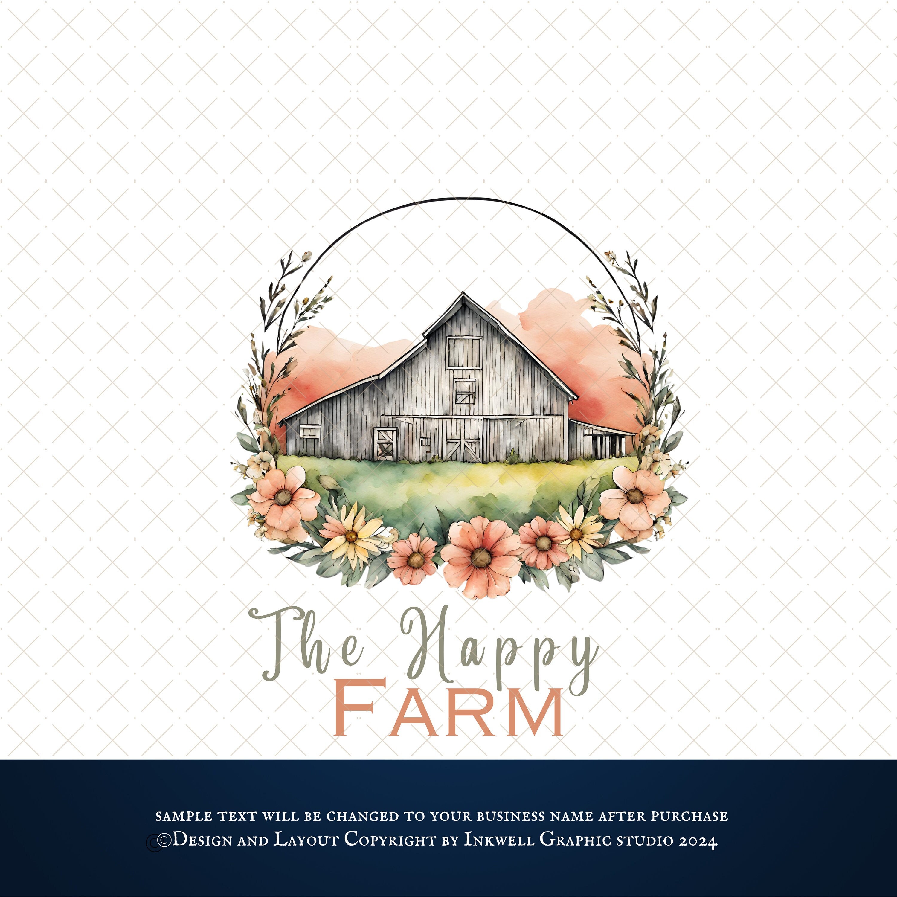 Farm Logo, Watercolor Barn Logo, Floral Farm Logo, Boho Farm Logo - Etsy