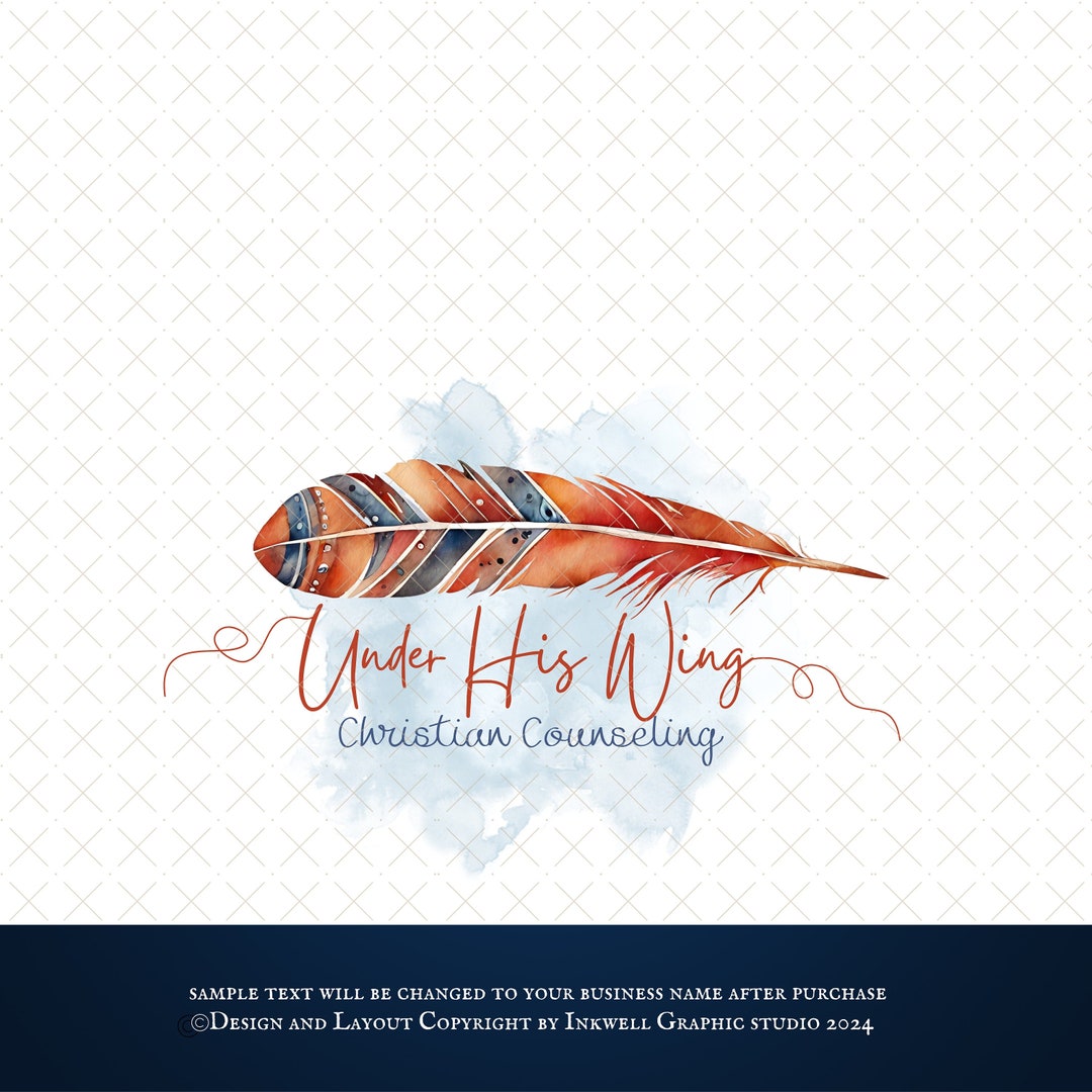 Christian Logo, Feather Logo, Boho Feather Logo, Tribal Pattern Logo - Etsy