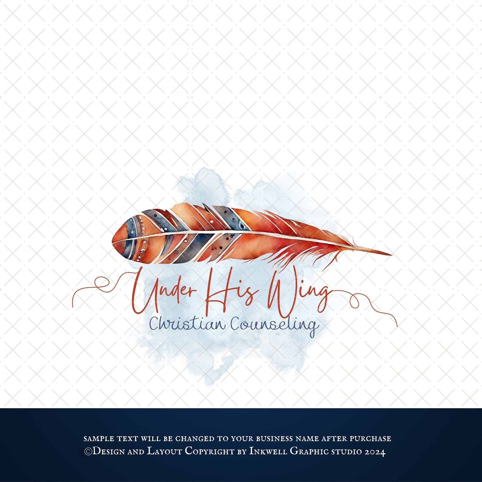 Christian Logo, Feather Logo, Boho Feather Logo, Tribal Pattern Logo - Etsy