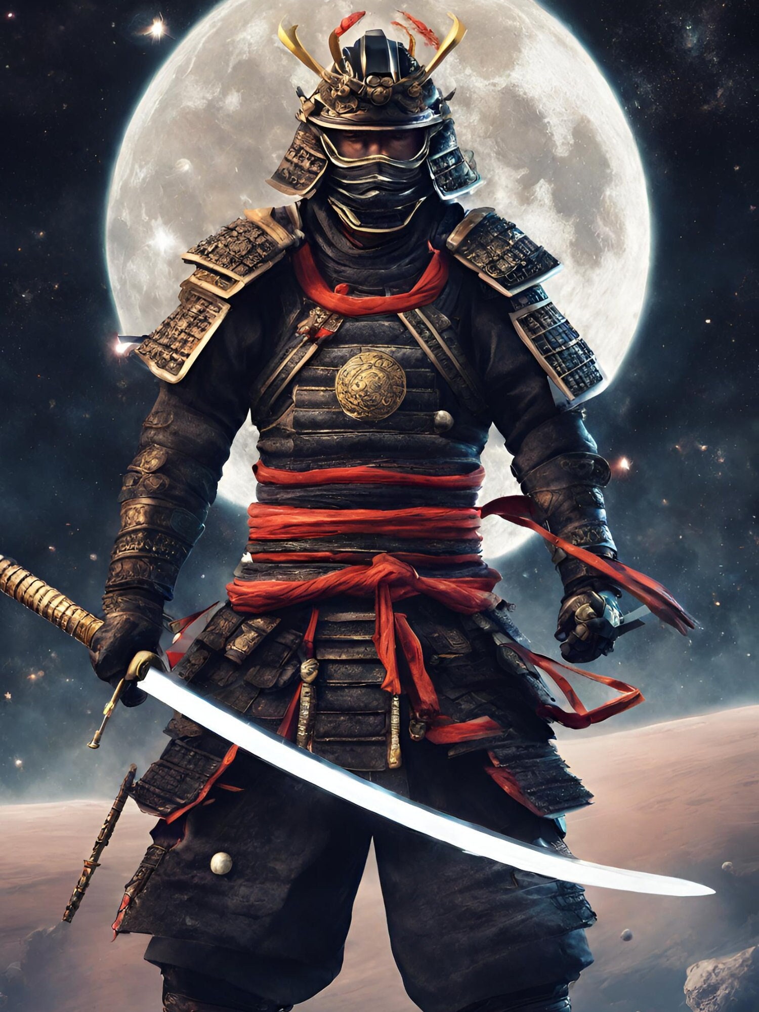 PRINTABLE Space Samurai Warrior Digital Download Wall Art - Etsy