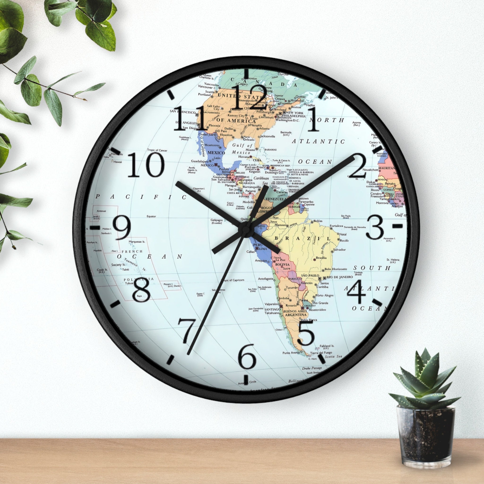 Wall Clock World Globe - Etsy