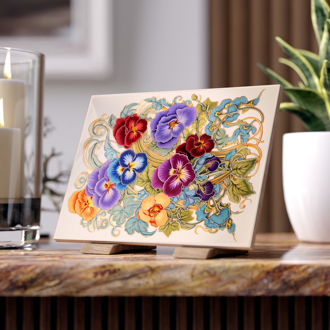 Violets, Provence Style, Ceramic Photo Tile 6x8'' - Etsy