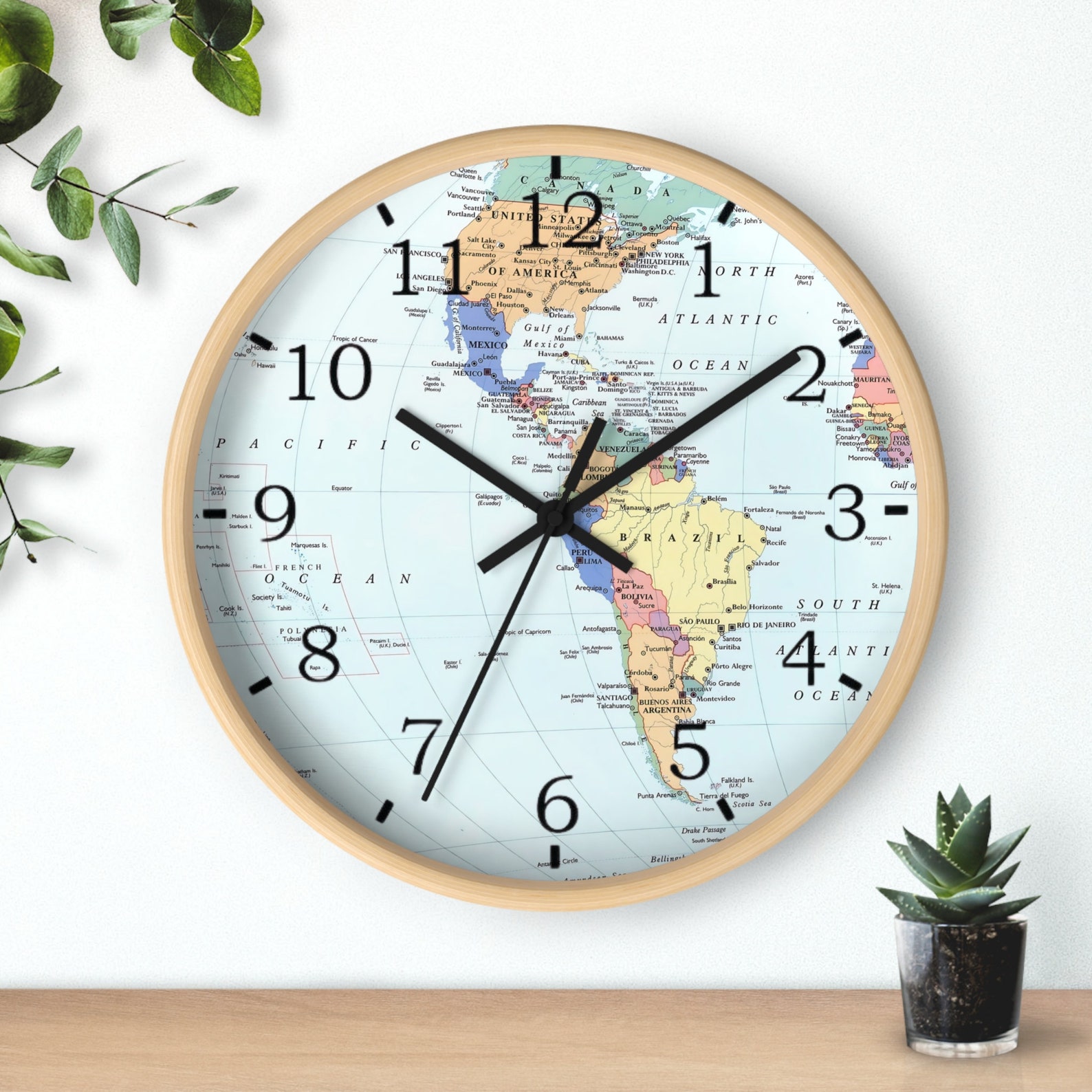 Wall Clock World Globe - Etsy