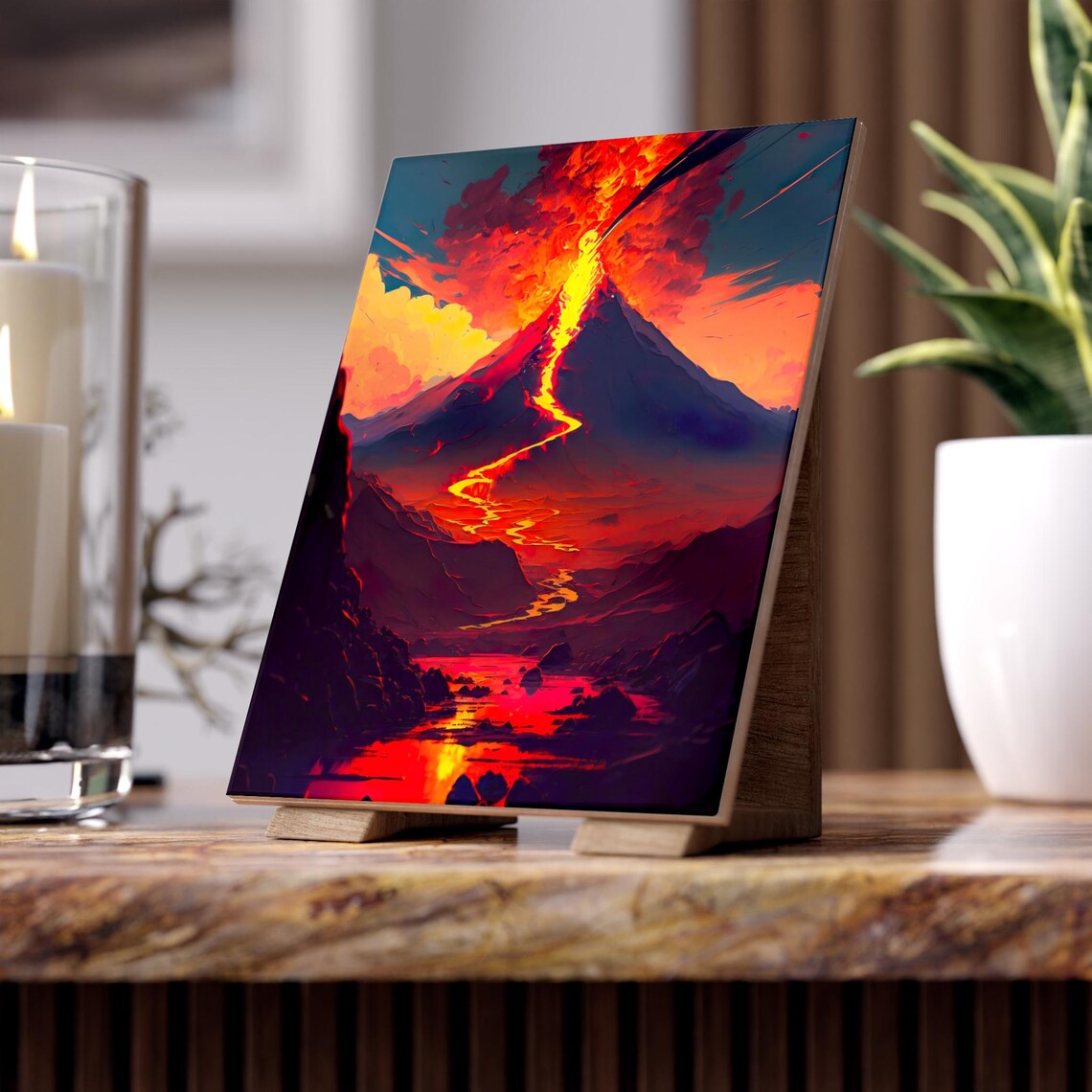 Volcano Volcanic Eruption Ceramic Photo Tile 6x8'' - Etsy