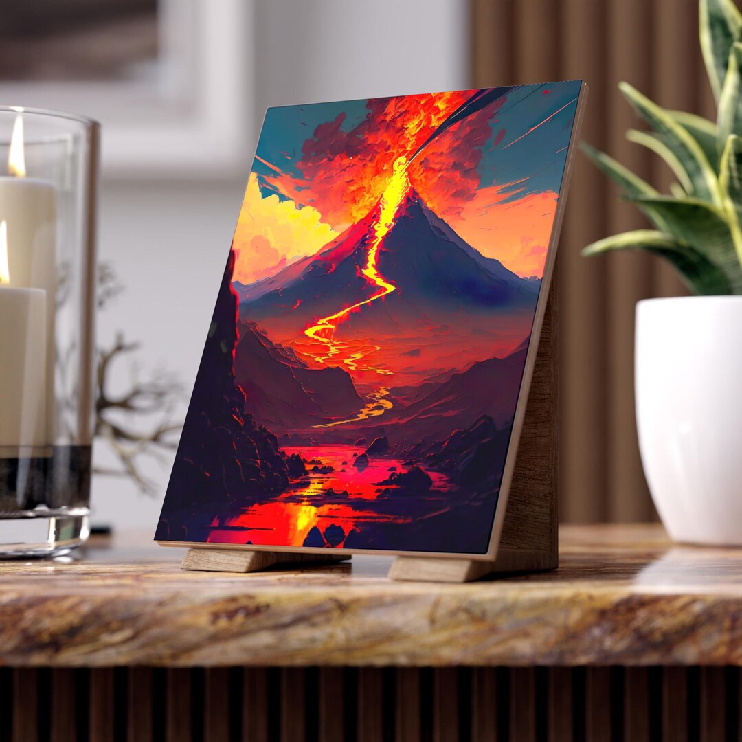 Volcano Volcanic Eruption Ceramic Photo Tile 6x8'' - Etsy
