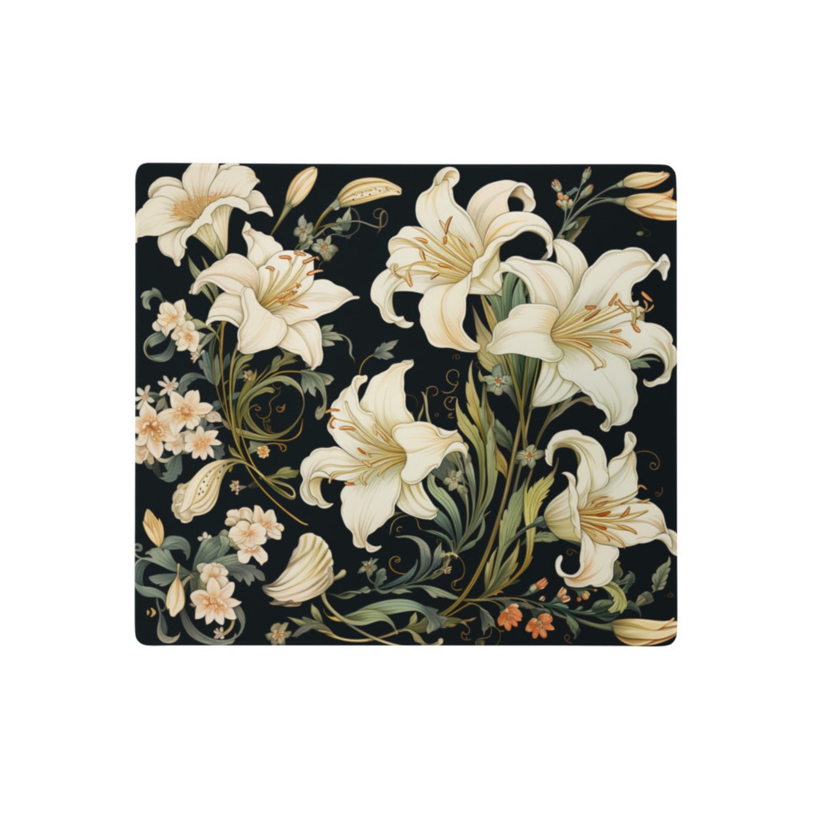 Gaming Mouse Pad 18x16 Lilies Flowers on Black - Etsy