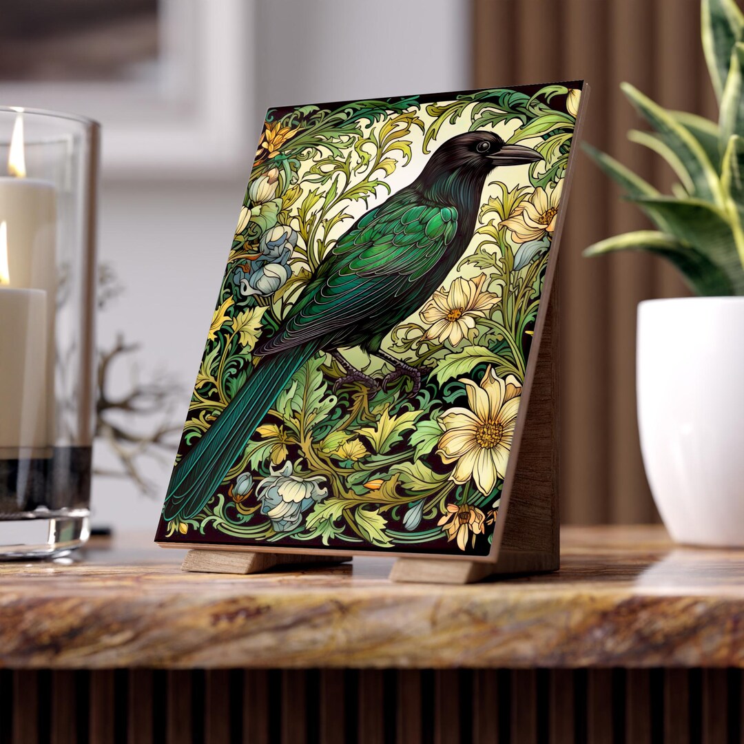 Ceramic Tile 6x8'' Raven Art Nouveau Style of William Maurice - Etsy