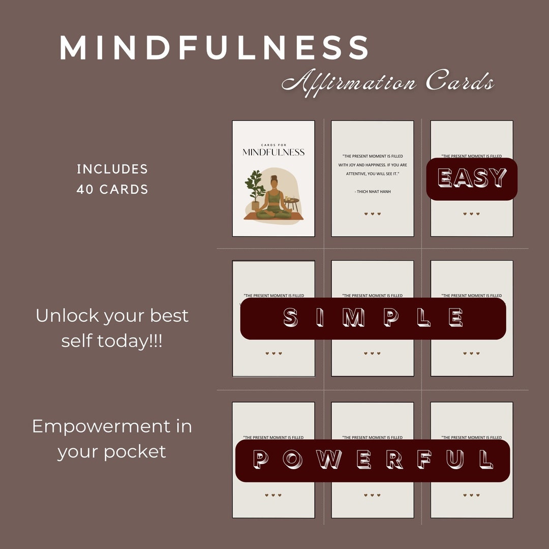 Mindfulness Affirmation Cards: Set of 40 Digital Download Positive ...