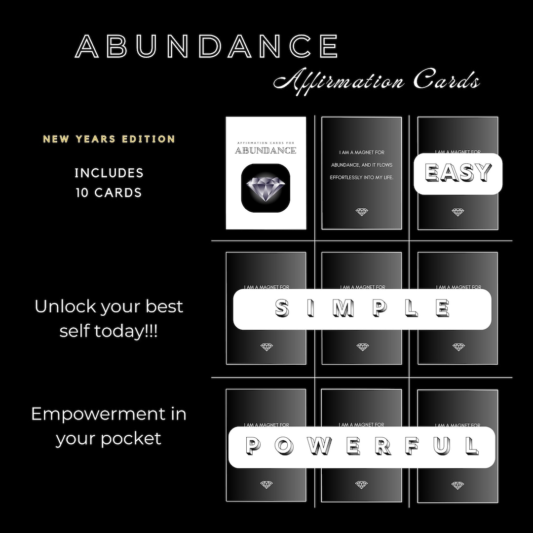Abundance Affirmation Cards: Set of 10 Digital Download Prosperity ...