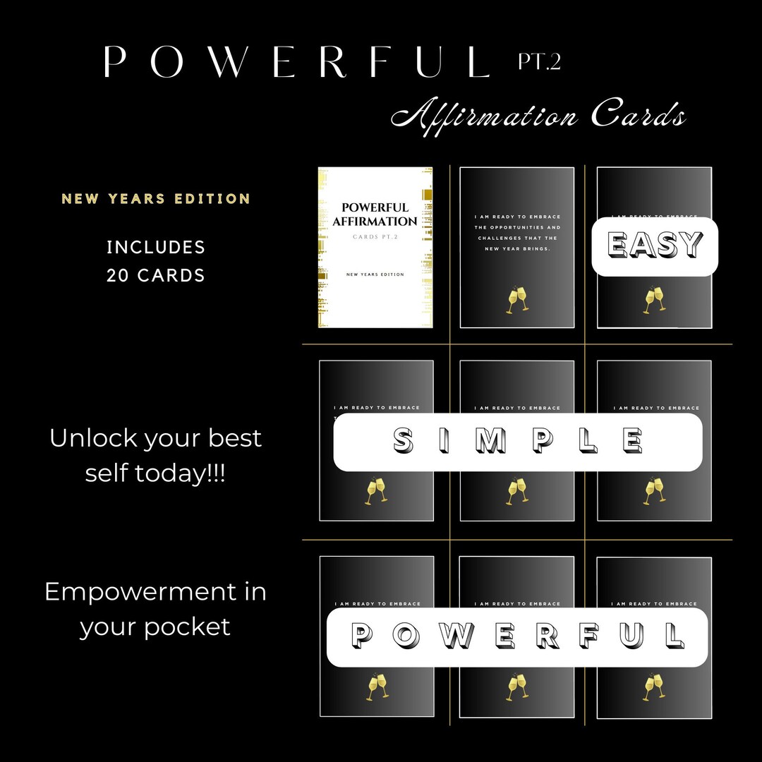 Powerful Affirmation Cards Pt. 2: Set of 20 Digital Download Empowering ...