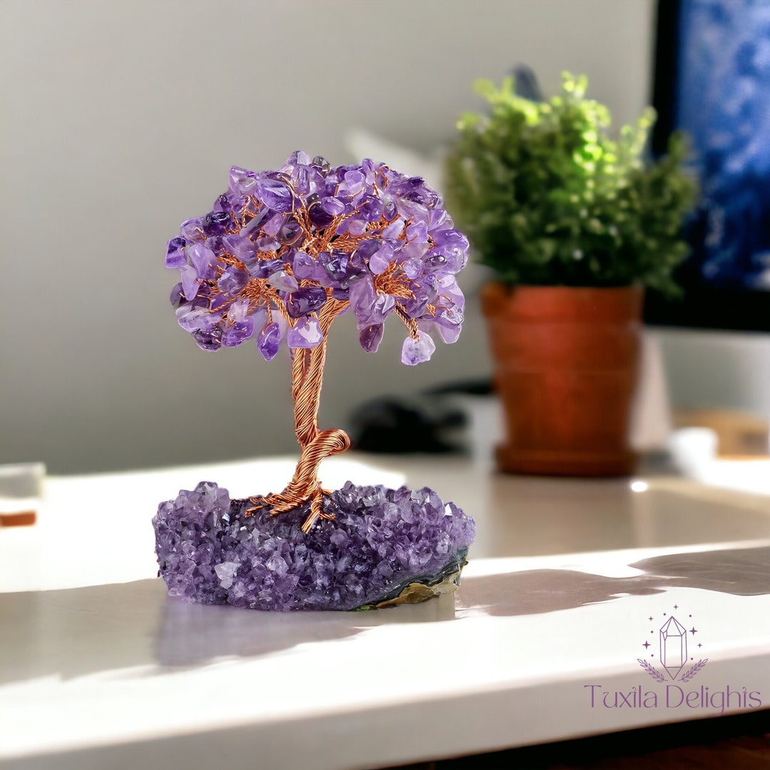 Crystal Tree of Life W/ Crushed Amethyst Base, Crystal Bonzai Tree, 7 ...