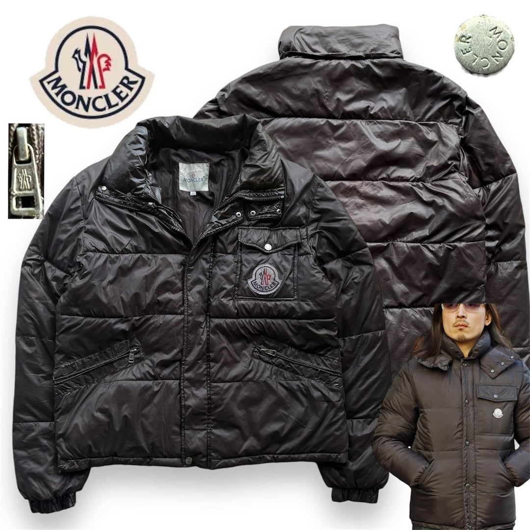 MONCLER Puffer Down Jacket Brown Button-zip Size L - Etsy