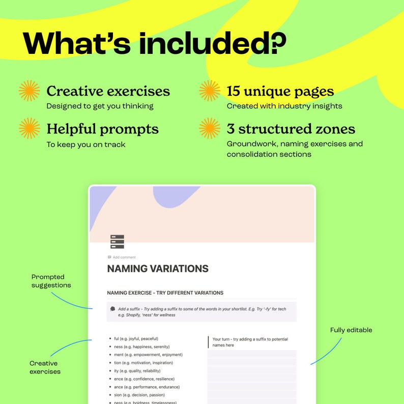 BRAND NAMING TEMPLATE Notion Template Guided Brand Naming Workbook ...